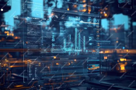 Futuristic Digital Interface Displaying Data And Schematics Premium