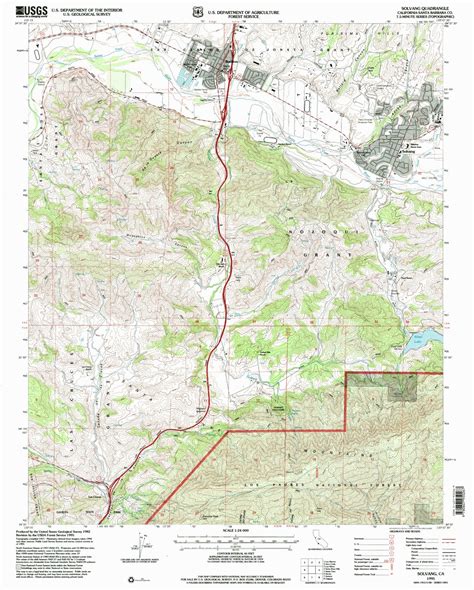 Classic Usgs Solvang California 75x75 Topo Map Mytopo Map Store