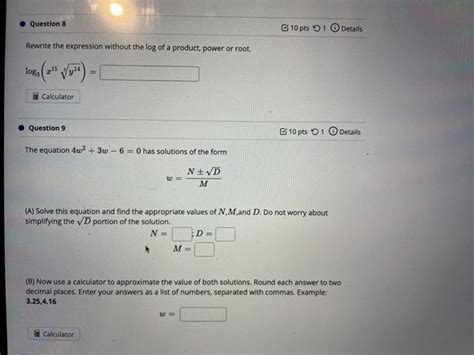 Solved Question 8 10 Pts 51 Details Rewrite The Expression