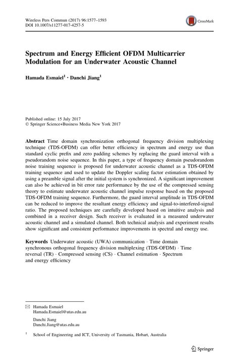 Pdf Spectrum And Energy Efficient Ofdm Multicarrier Modulation For An