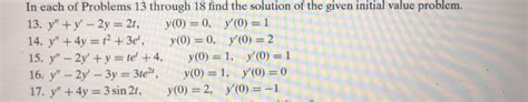 Solved In Each Of Problems 13 Through 18 Find The Solution