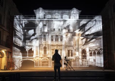Premium Ai Image A Video Art Projection Mapping Onto A Building
