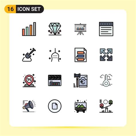 16 User Interface Flat Color Filled Line Pack Of Modern Signs And