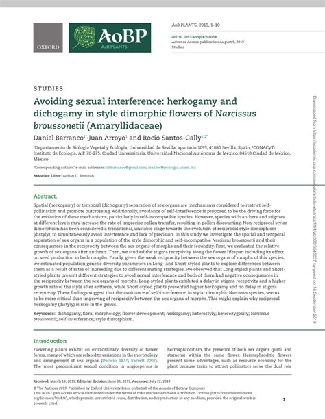 Pdf Avoiding Sexual Interference Herkogamy And Dichogamy In Style