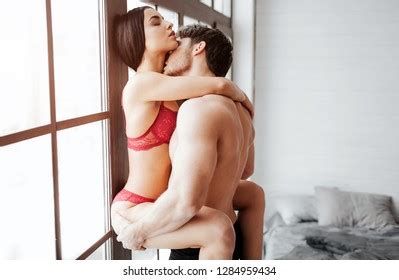 Passionate Couple Having Sex Window Babe Stock Photo