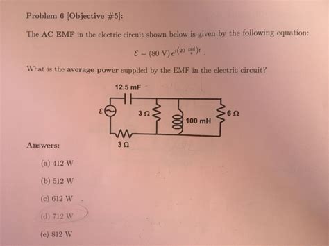 Solved Problem Objective The AC EMF In The Electric Chegg Com