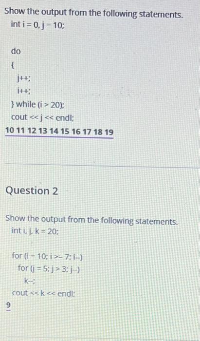 Solved Show The Output From The Following Statements Int
