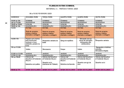 Planilha Rotina Semanal Simples Pdf