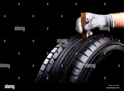 Check Tread Depth At Summer Tires Stock Photo Alamy