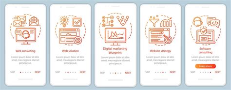 Web Consulting Onboarding Mobile App Page Screen Vector Template Digital Marketing Website