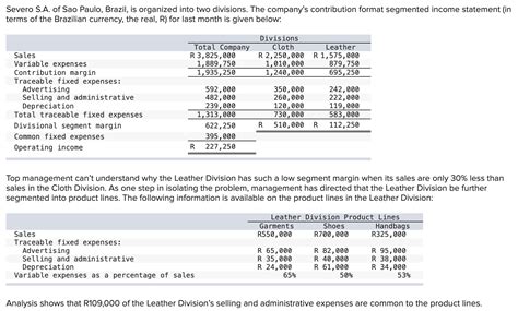 Solved Required 1 Prepare A Contribution Format Segmented