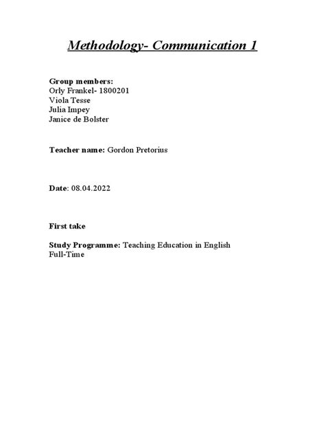 Methodology 1 Pdf Teachers Learning