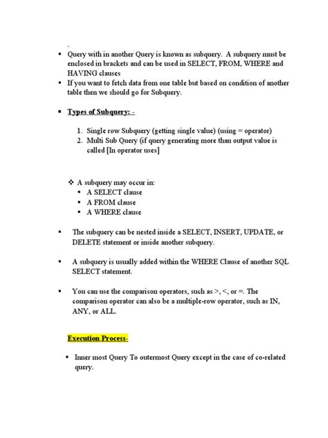 Subqueries In Sql Pdf Computer Programming Computing