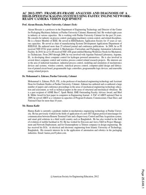 frame by frame analysis and diagnosis of a high speed packaging system