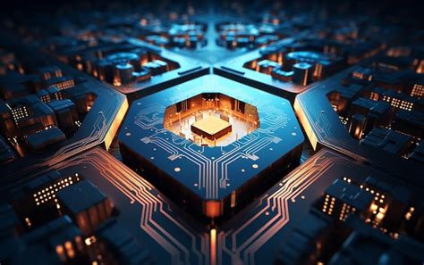 Premium Photo Futuristic Computer Chip Controlling A Complex Circuit