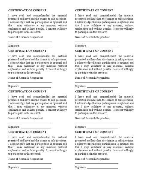 Certificate Of Consent Pdf