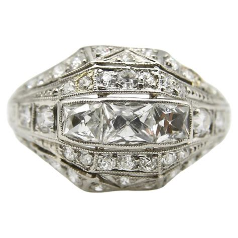 Edwardian Platinum Peruzzi Cut Diamond Ring Diamond Cuts Ornate Ring Antique Diamond