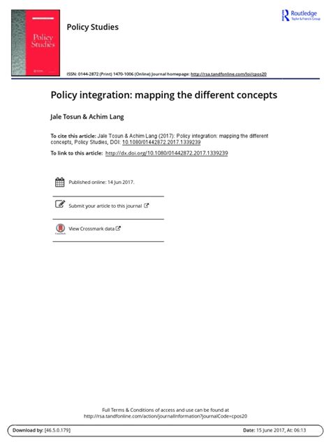 Policy Integration Mapping The Different Concepts Pdf