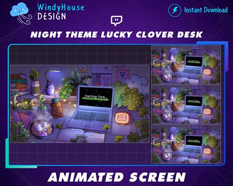 Cozy Twitch Overlay Stream Screen Clover Lofi Desk Stream Overlay
