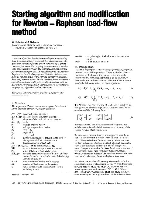 Pdf Starting Algorithm And Modification For Newton Raphson Load Flow