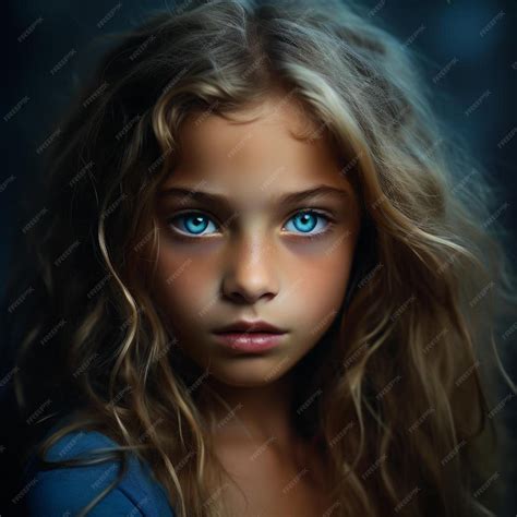 A Girl With Blue Eyes And A Blue Shirt With A Blue Background
