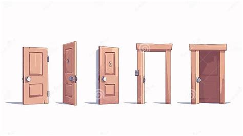 Door Opening And Closing Stages Sequence Illustration Stock
