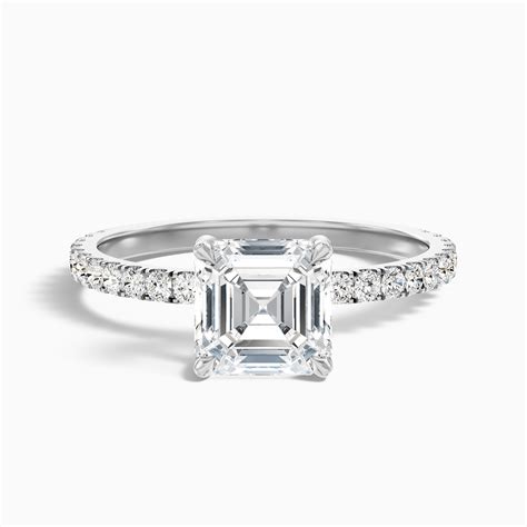 Shop Mylie 15 Carat Asscher Diamond Ring 18k White Gold