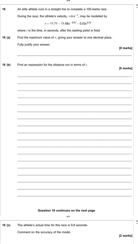a level aqa maths pure 7 1 differentiation an elite athlete runs in a