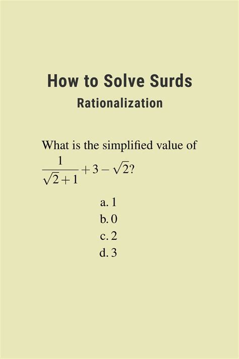 How To Solve Surds Part 1 Rationalization Problem Solving Strategies Math Problem Solving