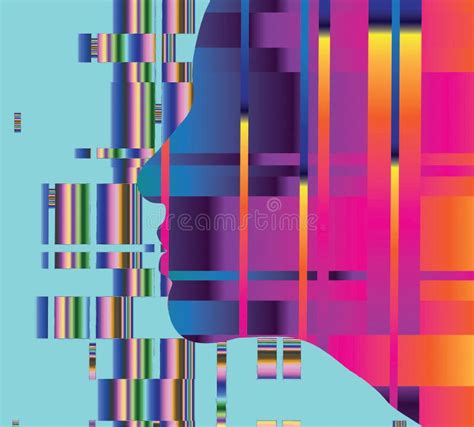 Abstract Cg Gradient Rectangle Female Profile Silhouette Illustration