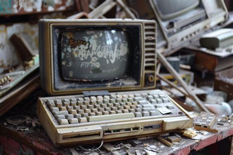 Premium Photo Old Computer Resting On Junk Pile