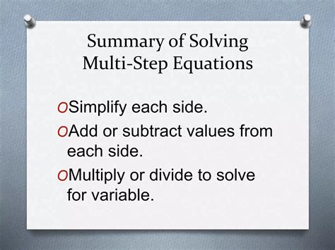 Solving Multi Step Equations Notes Pptx