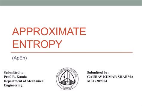 Introduction To Approximate Entropy Pptx