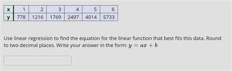 Solved Use Linear Regression To Find The Equation For The Chegg