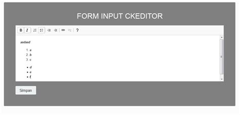 3 Cara Membuat Form Input Dengan Ckeditor Kursus Web Design Private Online 1 On 1‎ Dumet School