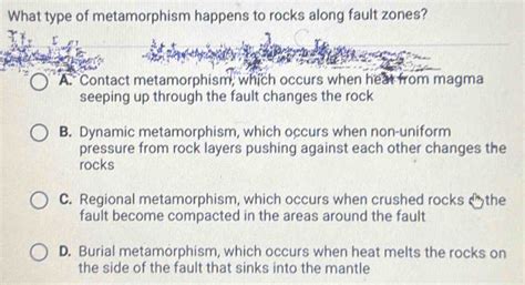 Solved What Type Of Metamorphism Happens To Rocks Along Fault Zones A