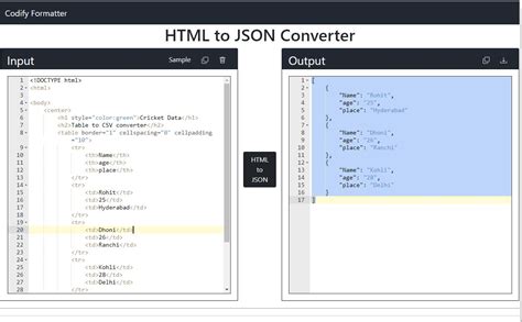 Html To Json Converter