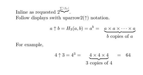math mode best way to represent large symbols in exponents tex