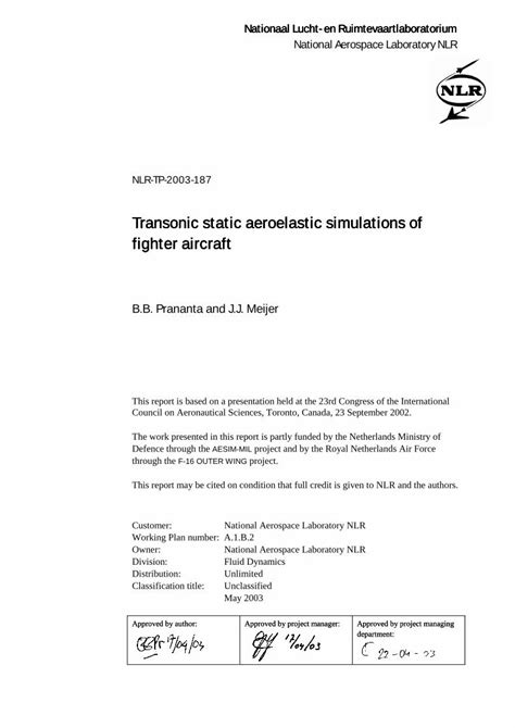 PDF Transonic Static Aeroelastic Simulations List Of Figures Figure