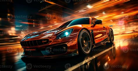 car racing at high speed blurred panoramic background ai generated