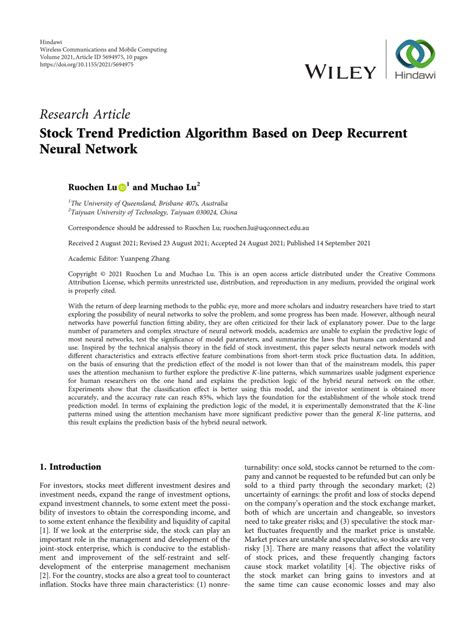 Pdf Stock Trend Prediction Algorithm Based On Deep Recurrent Neural