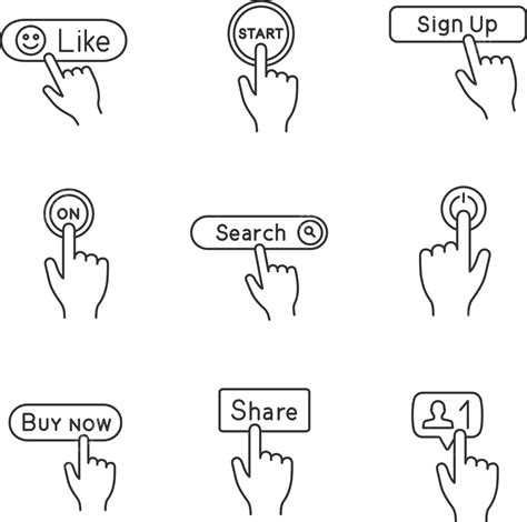 App Buttons Linear Icons Set Thin Mobile Concept Vector Thin Mobile Concept Png And Vector