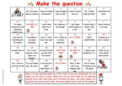 13 Questions Interrogative Board Game Speaking Practice…