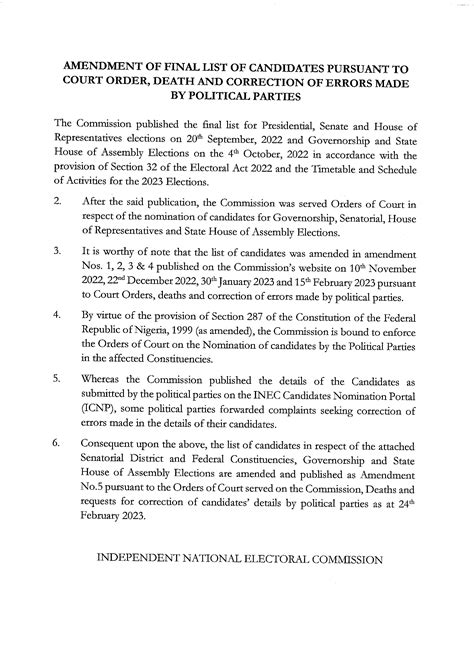 Amendment 5 Inec