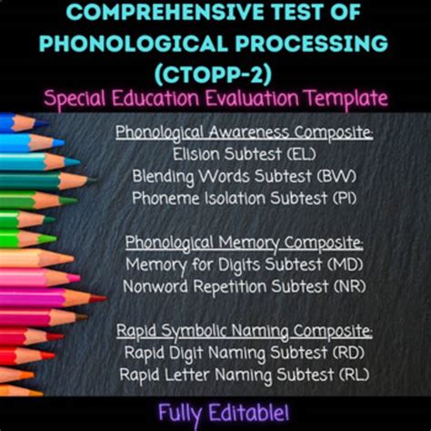 Comprehensive Test Of Phonological Processing Ctopp2 Eval Template