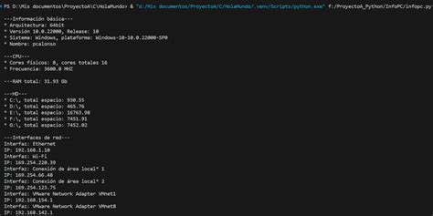 Script Python Para Obtener Datos Del Equipo CPU RAM IP Espacio En Disco Proyecto A