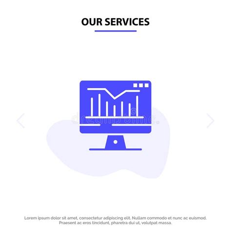 Our Services Computer Static Graph Monitor Solid Glyph Icon Web Card Template Stock Vector