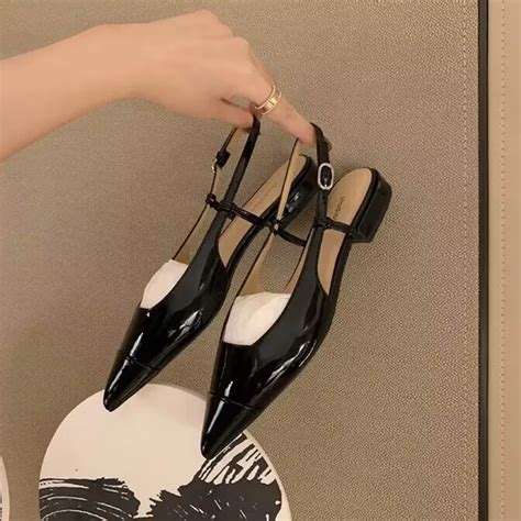 Baotou Puntiagudas Sandalias De Tac N Bajo Para Mujer Zapatos Planos De