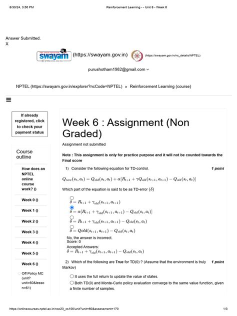 Reinforcement Learning Unit 8 Week 6 Pa1 Pdf