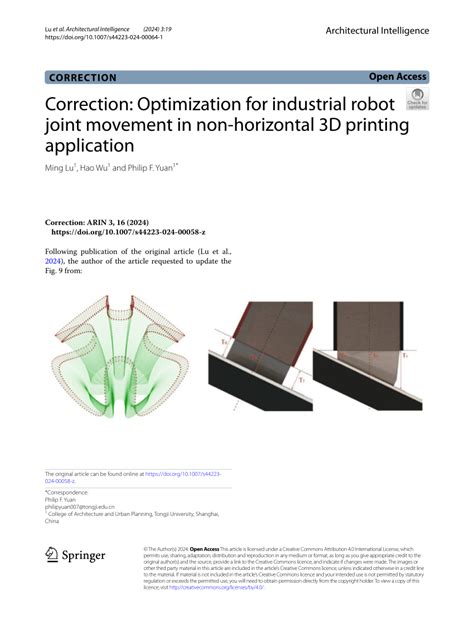 Pdf Correction Optimization For Industrial Robot Joint Movement In Non Horizontal 3d Printing